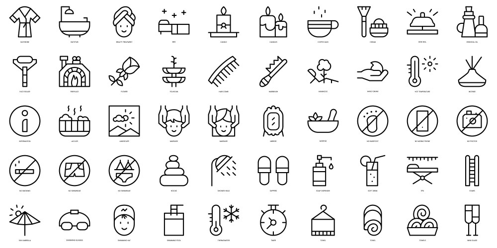 Spa salon line icons set Royalty Free Vector Image