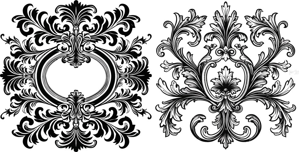 Vintage Baroque Victorian Frame Flourish Border Clipart Digital Frame