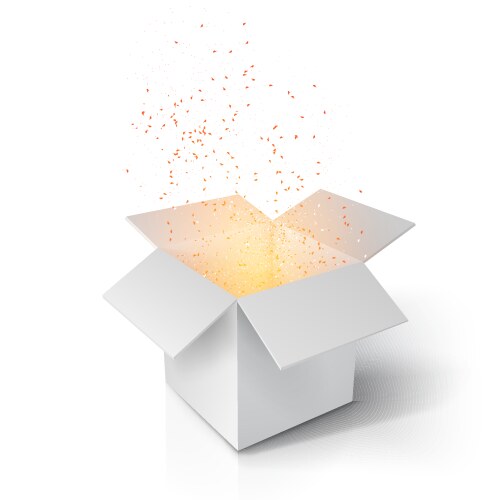 Realistic magic open box gift Royalty Free Vector Image