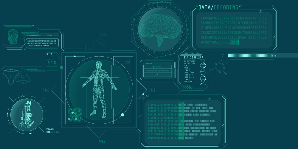 Brain research futuristic interface screen Vector Image