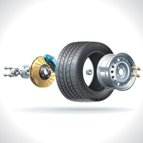 Car wheel with suspension parts Royalty Free Vector Image