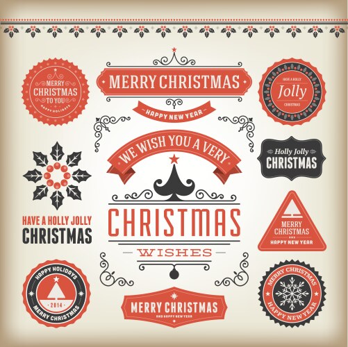 Christmas decoration design elements Royalty Free Vector