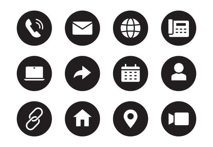 Contact icon set phone location mail web site Vector Image Contact icon set phone location mail web site Vector Image