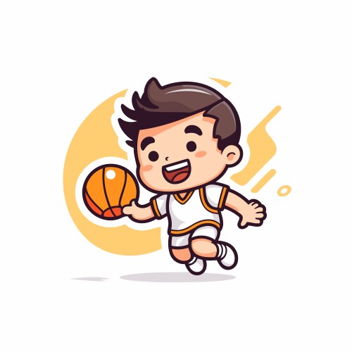 Cute little boy playing basketball in cartoon Vector Image Cute little boy playing basketball in cartoon Vector Image