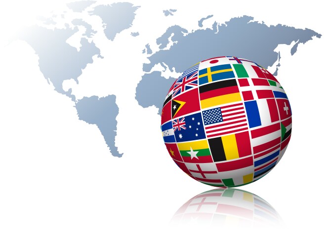 Flags of the world in globe Royalty Free Vector Image