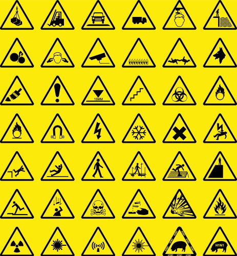 Hazard signs Royalty Free Vector Image - VectorStock