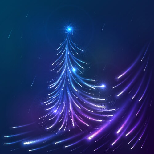 Futuristic christmas tree with blue neon lights Vector Image
