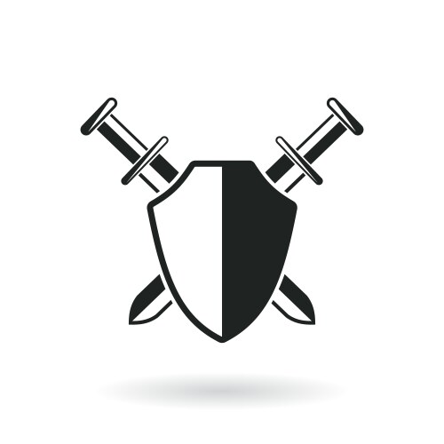 Metal shield with two crossed knight swords Vector Image