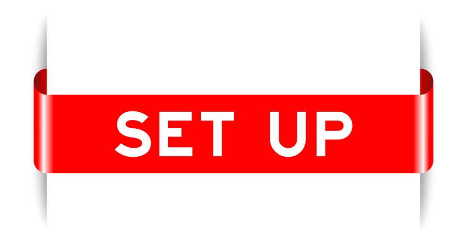 Red color inserted label banner with word setting Vector Image