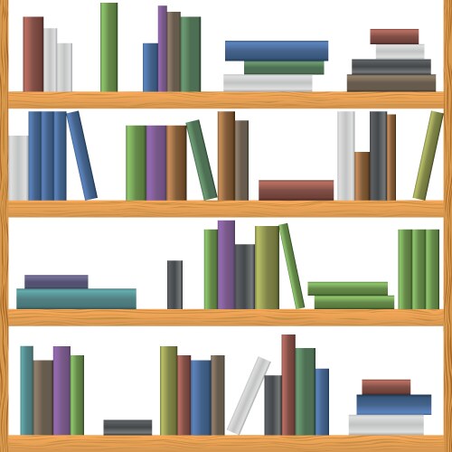 Book shelves rack books interior bookshelf Vector Image