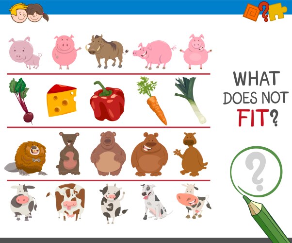 Find mismatched picture in a row educational Vector Image