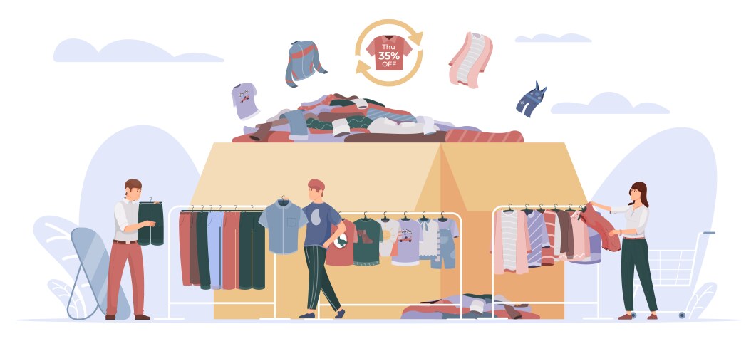 Second hand clothes concept Royalty Free Vector Image