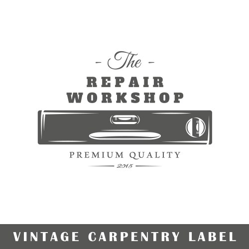 Carpentry workshop labels logos badges Royalty Free Vector