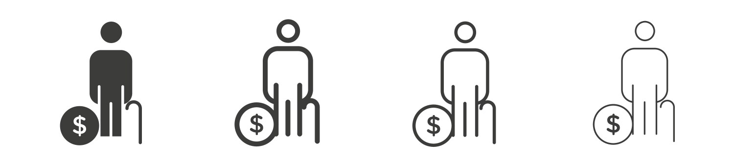 Retirement icon set on white background Royalty Free Vector