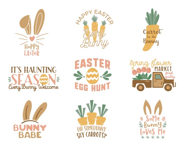 Happy easter symbols logo badges Royalty Free Vector Image