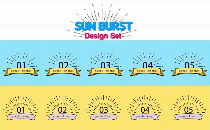 Title design set simple heading frame Royalty Free Vector