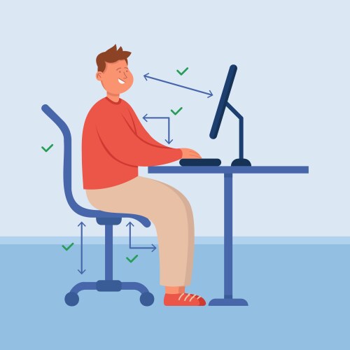 Ergonomics correct sitting posture Royalty Free Vector Image