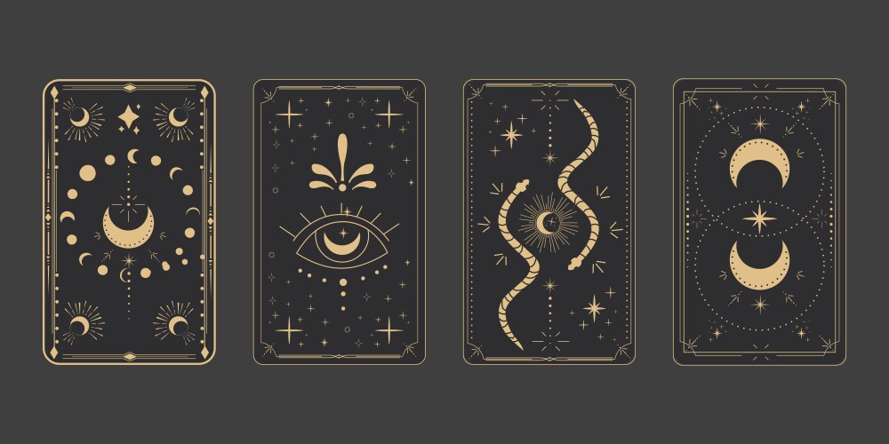 Tarot reverce border magic sacred frame gold line Vector Image