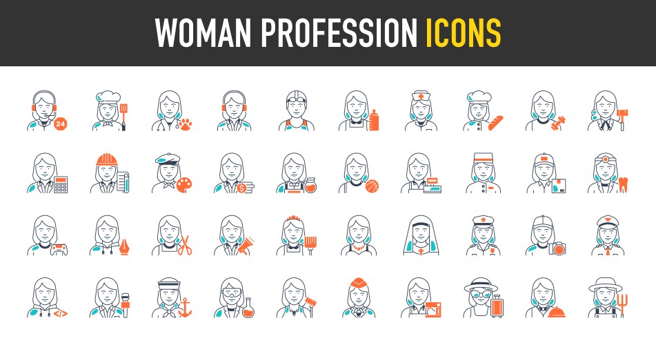 Women professions icons set Royalty Free Vector Image