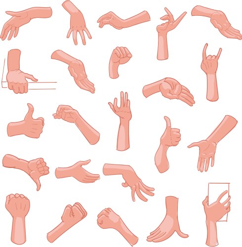 Flat hand gestures pointing human finger gesture Vector Image