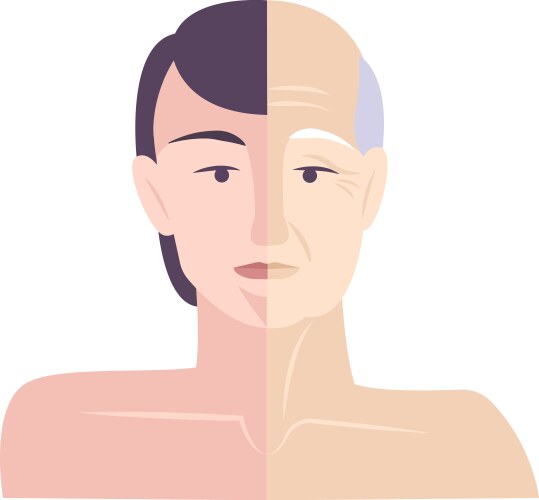 Young and old woman face aging concept isolated Vector Image