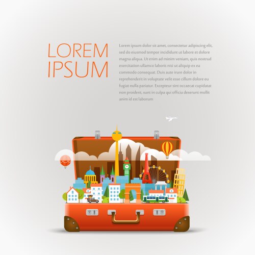 Travel concept around the world with famous Vector Image