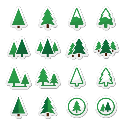 Pine tree icons set Royalty Free Vector Image - VectorStock