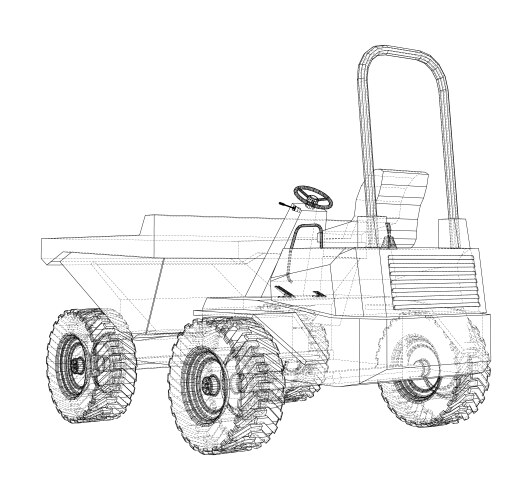Blueprint of mining dumper on white background Vector Image