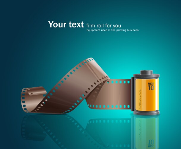 Camera film roll gold color Royalty Free Vector Image