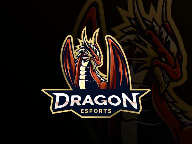 Red dragon esports logo design Royalty Free Vector Image