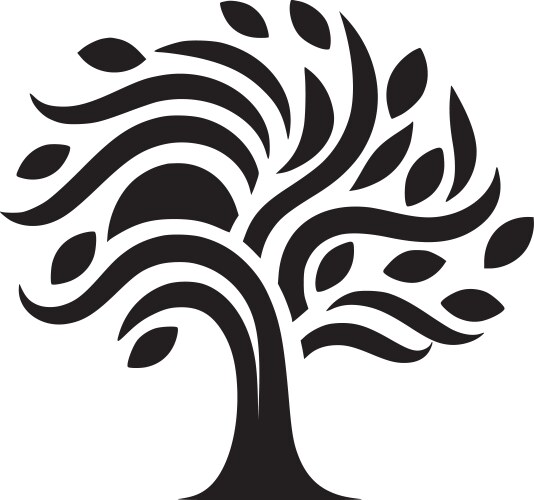 Black bold tree icon Royalty Free Vector Image
