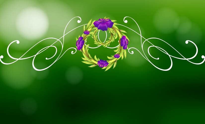A round green border with violet flowers Vector Image