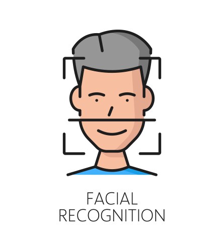 Facial recognition biometric identification icon Vector Image