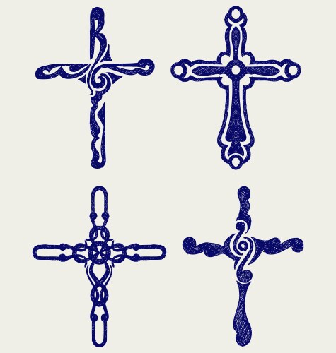 Religious cross design collection Royalty Free Vector Image
