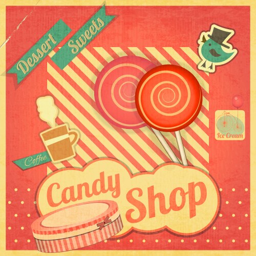 Love sweet shop logo with many sweets Royalty Free Vector