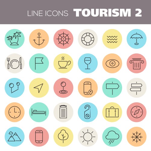 Travel line icons Royalty Free Vector Image - VectorStock