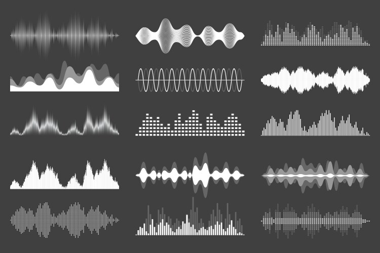 Colored sound waves collection analog and digital Vector Image