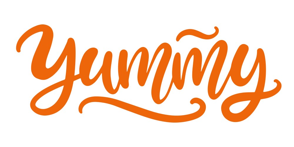 Yummy hand written word Royalty Free Vector Image