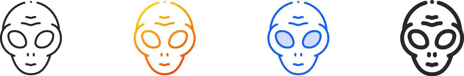 Alien iconthin linear gradient blue stroke Vector Image