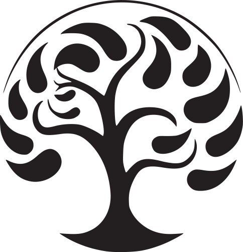 Black bold tree icon Royalty Free Vector Image