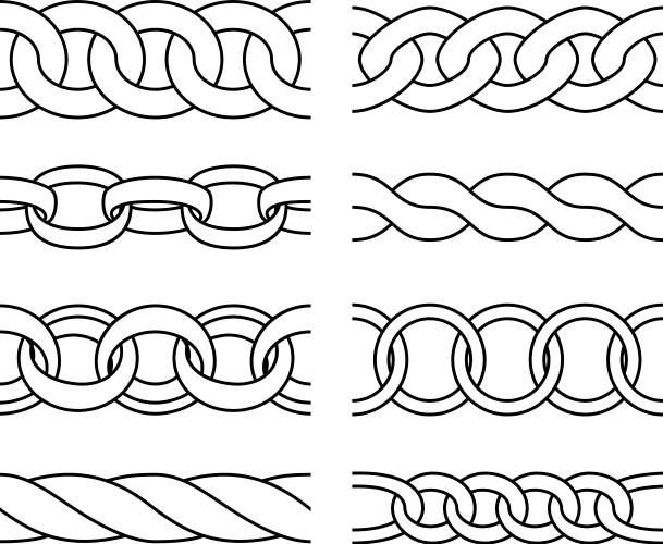 Set seamless chain link different chains Vector Image