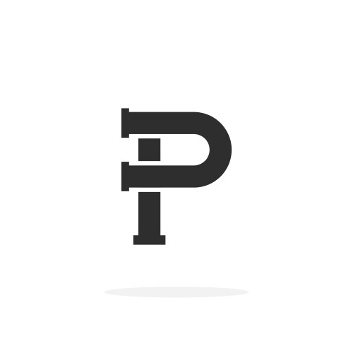 P letter logo initial line art outline monoline Vector Image