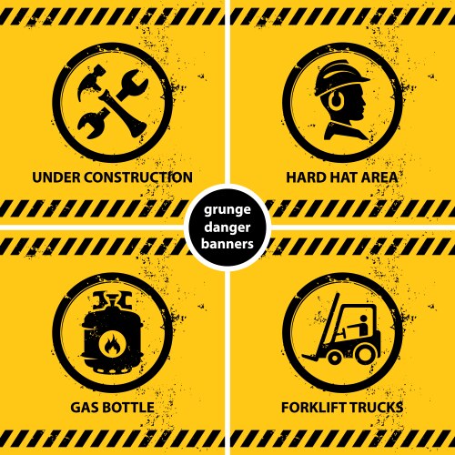 Set of yellow warning signs Royalty Free Vector Image