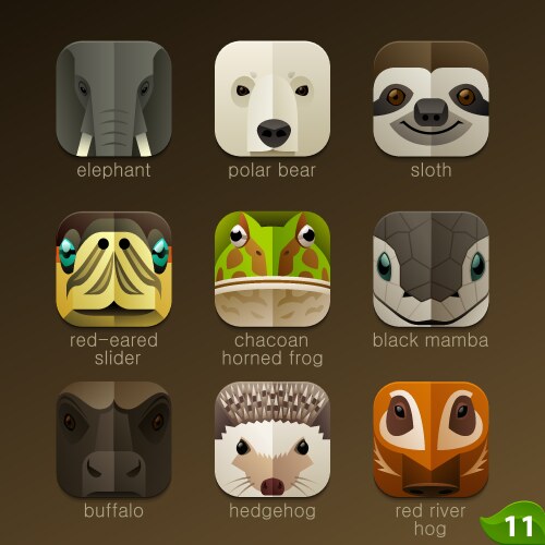 Animal faces for app icons-set 15 Royalty Free Vector Image