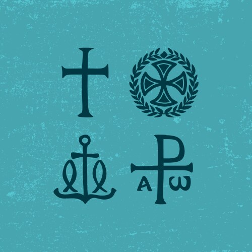 Ancient christian symbols Royalty Free Vector Image