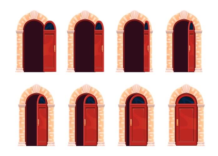 Animated Open Door Sprite Sheet Royalty Free Vector Image