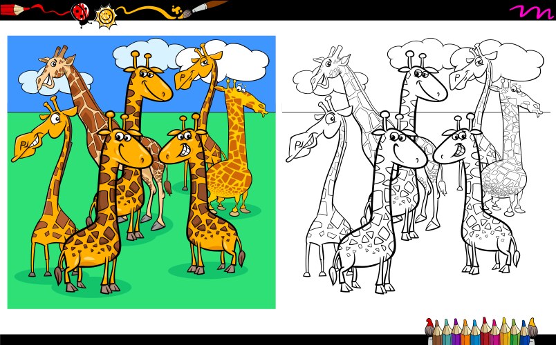 Educational african animals color book page Vector Image