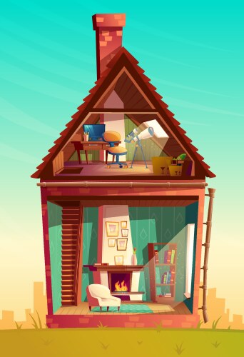 Cartoon multistorey house in cross section Vector Image