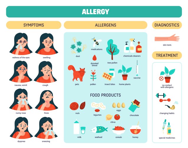 Food allergy abnormal immune response to Vector Image