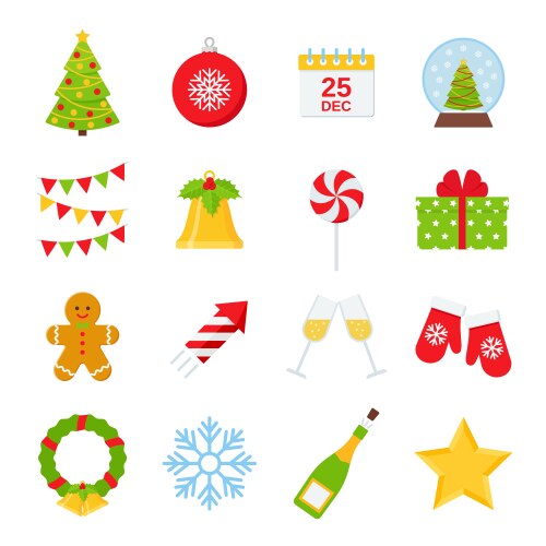 Happy christmas icon set Royalty Free Vector Image